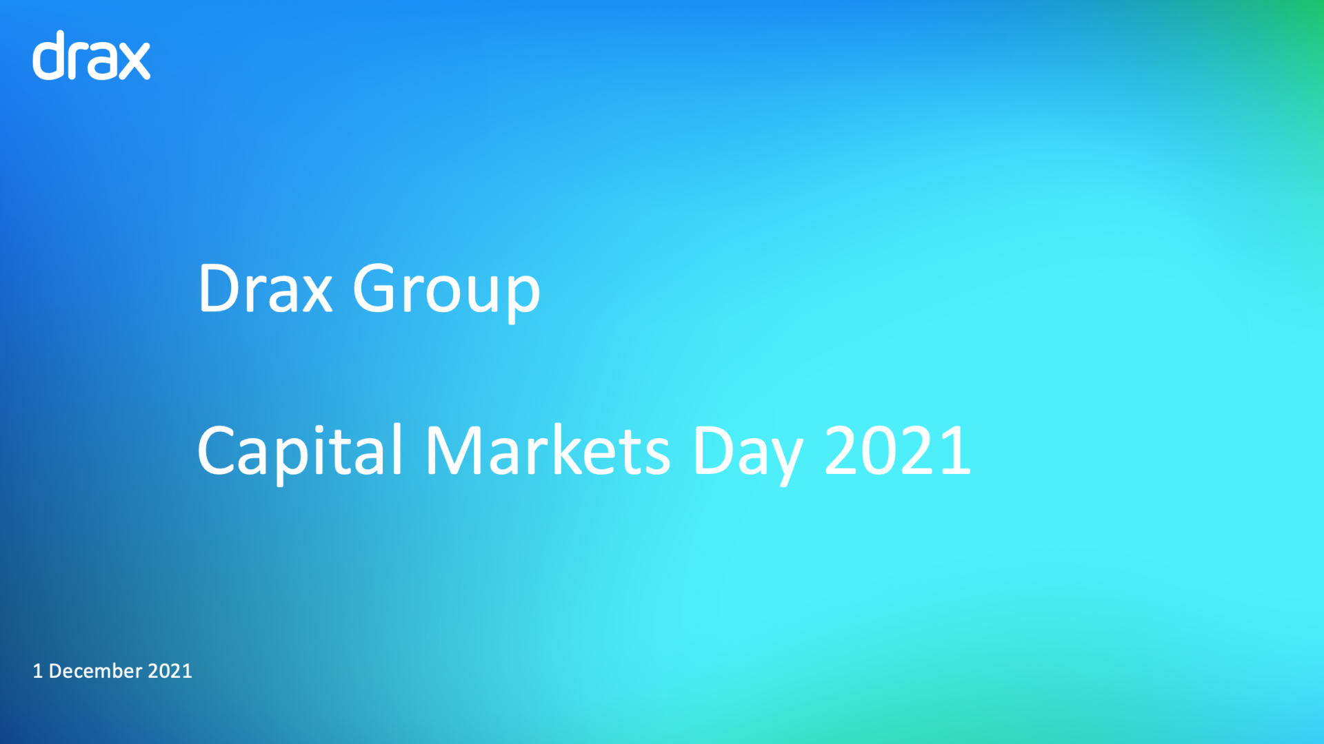 Capital Markets Day 2021 - Drax UK